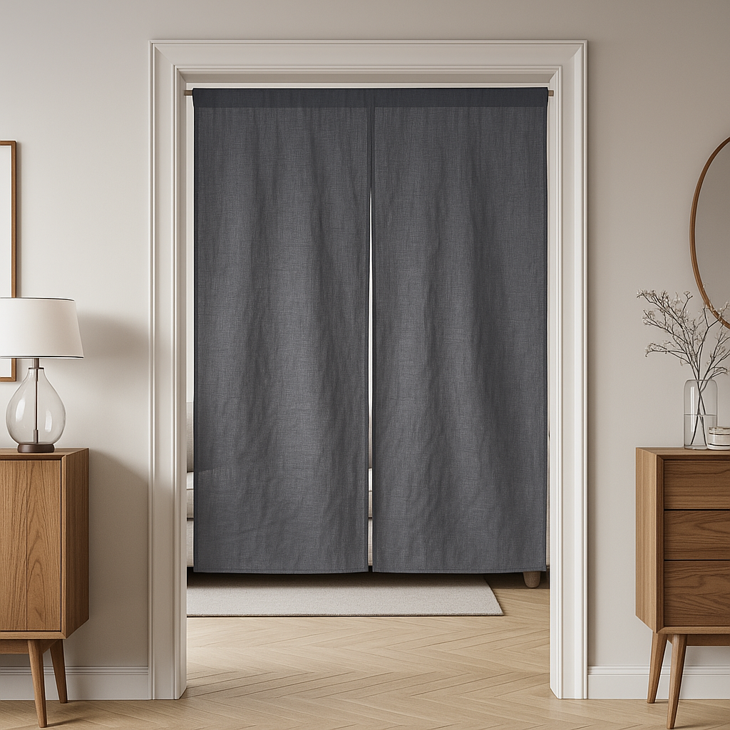 Dim Grey Linen Noren Curtain - Japanese Curtains - Noren Drapes - Door