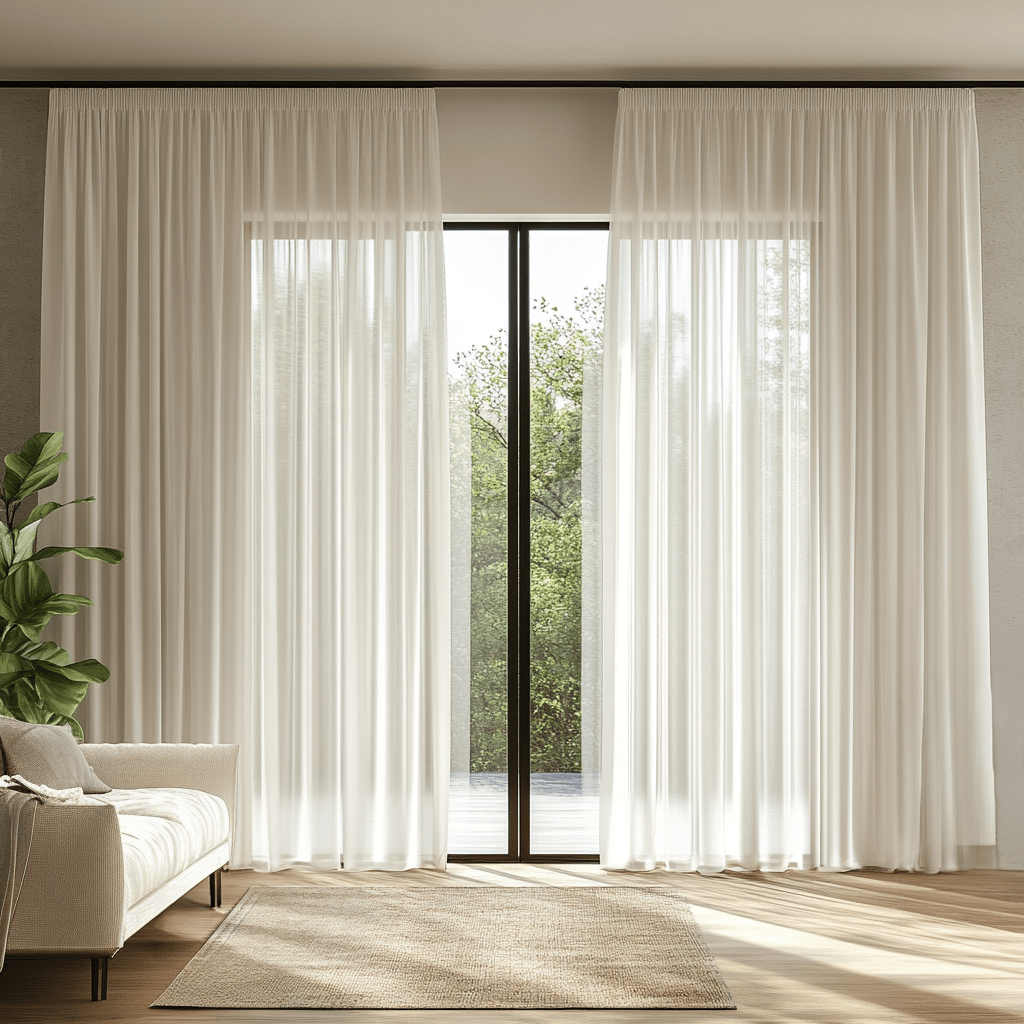 Sheer Pencil Pleat Curtains - 100% Linen Curtains - Heading for Rings and Hooks