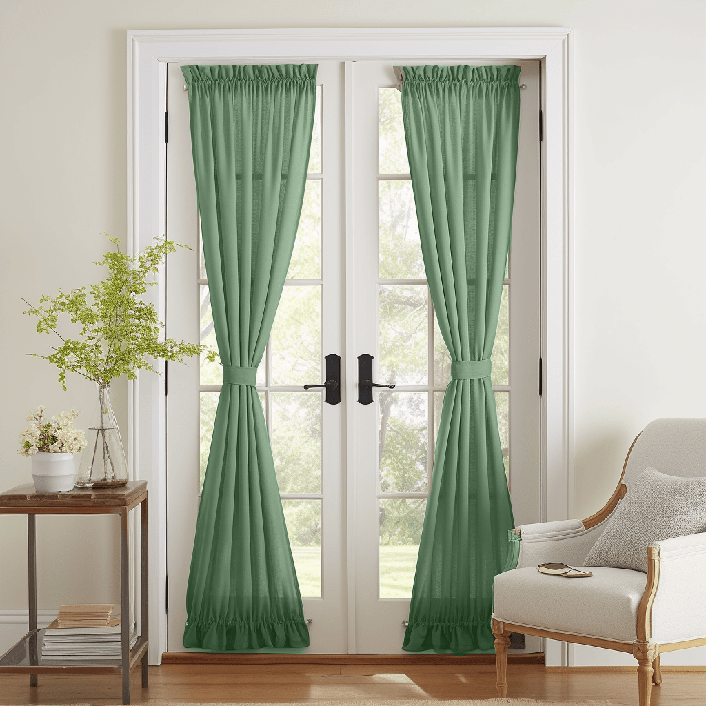 Green Linen French Door Curtains Custom Sizes 63 84 90 95 96 108 120
