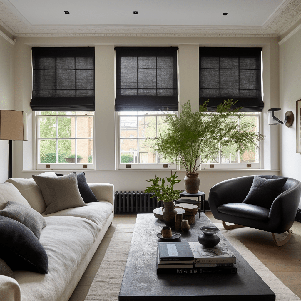 Black Linen Roman Shades - 100% Belgian Flax Linen - Unlined, Blackout ...