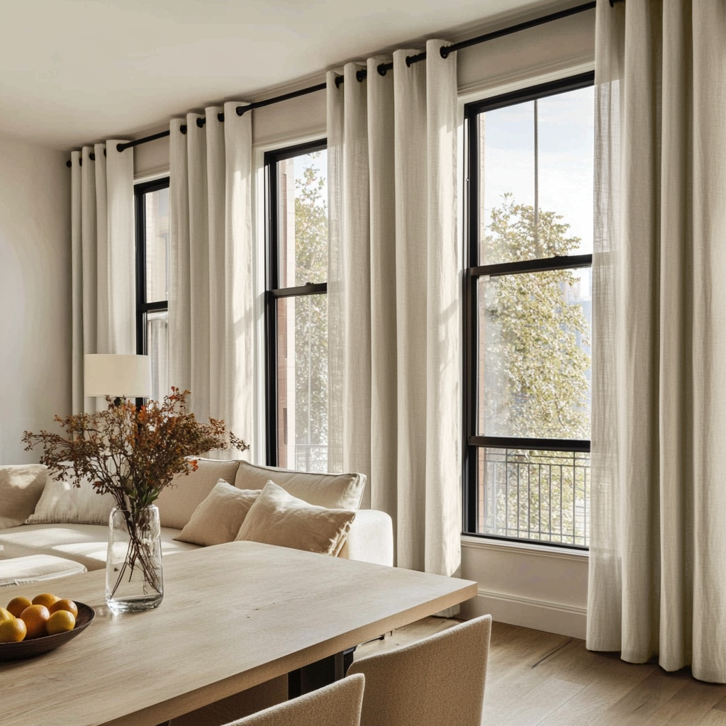 Cream Linen Grommet Curtains With Eyelets – Ring Top Curtains – Sizes ...