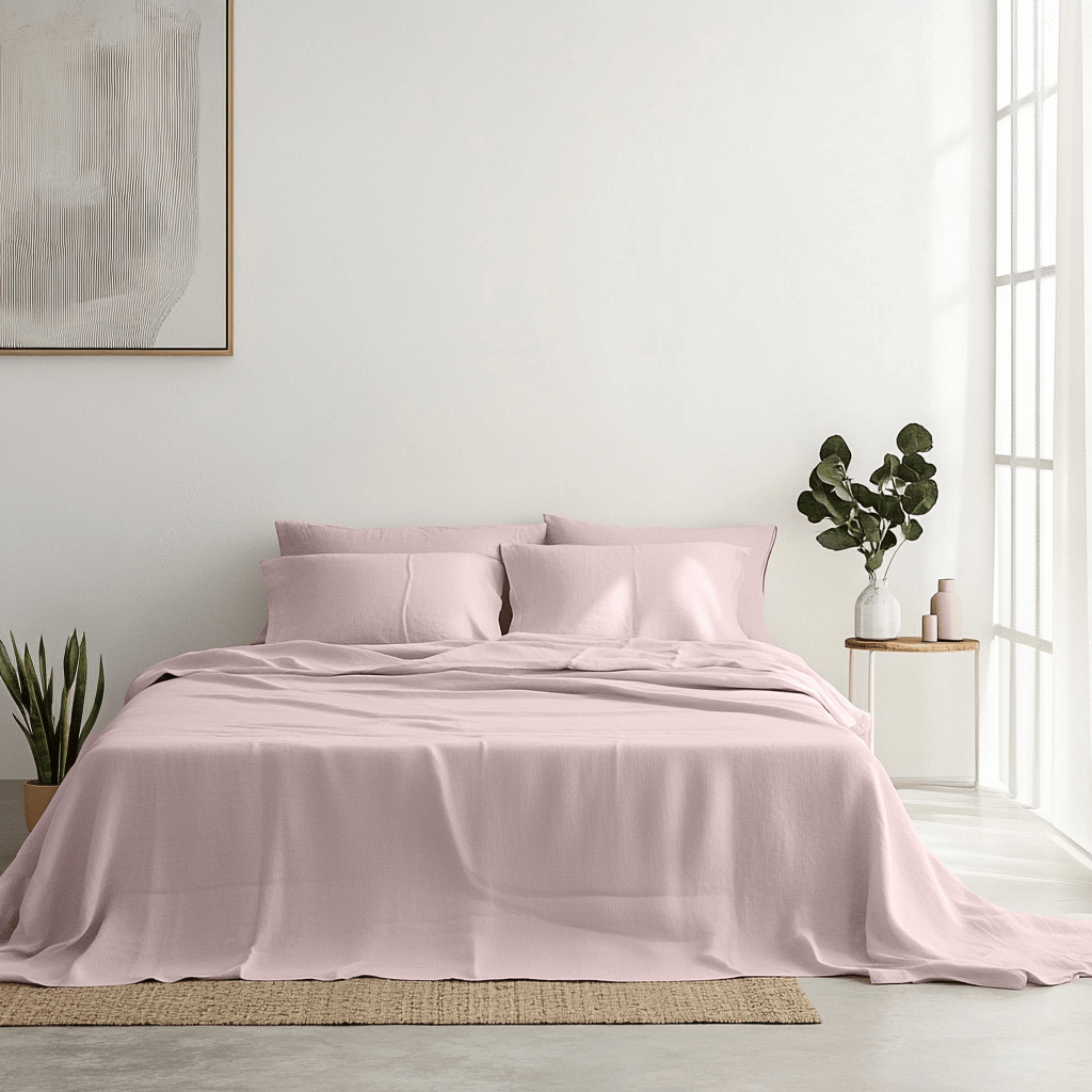 Dusty Pink Washed Linen Flat Sheet - Certified 100% Eco-Friendly Linen ...