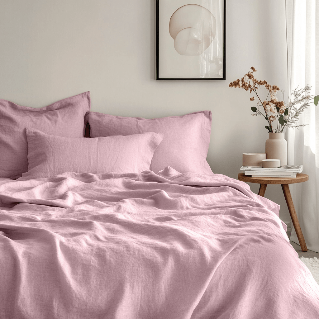 Dusty Rose Washed Linen Flat Sheet - Certified 100% Eco-Friendly Linen ...
