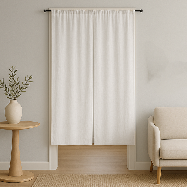 Off-White Heavy Weight Linen Noren Curtain - Japanese Curtains - Noren