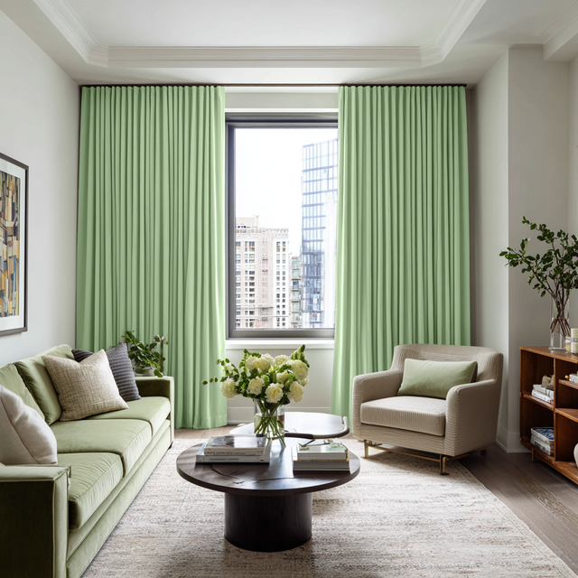 Heavy Lime Green Velvet S-Fold Curtains – Custom Sizes: 63", 84", 90 ...