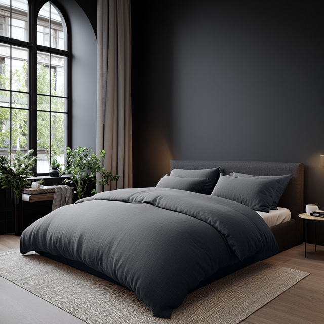Charcoal Linen Duvet Cover – Dark Grey 100% Washed Linen Comforter ...
