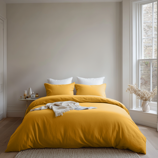 Mustard Yellow Linen Duvet Cover – 100% Washed Linen Comforter, Duvet ...