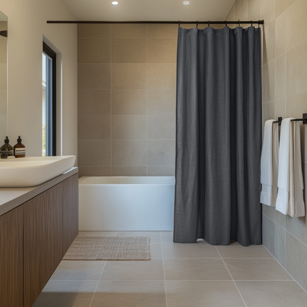 Dim Grey Linen Shower Curtain – Waterproof or Unlined - Custom Sizes ...
