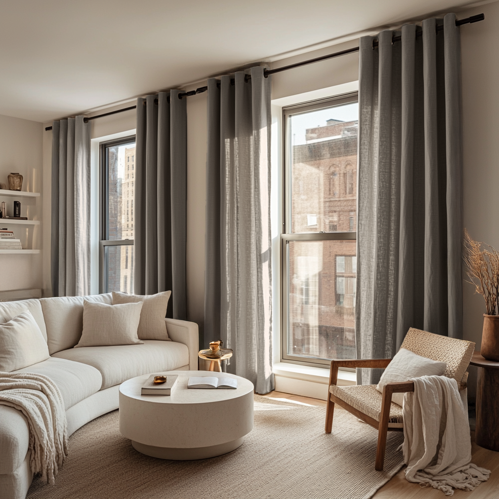 Natural Heavy Weight Linen Grommet Curtains With Eyelets – Thick Eyelet ...