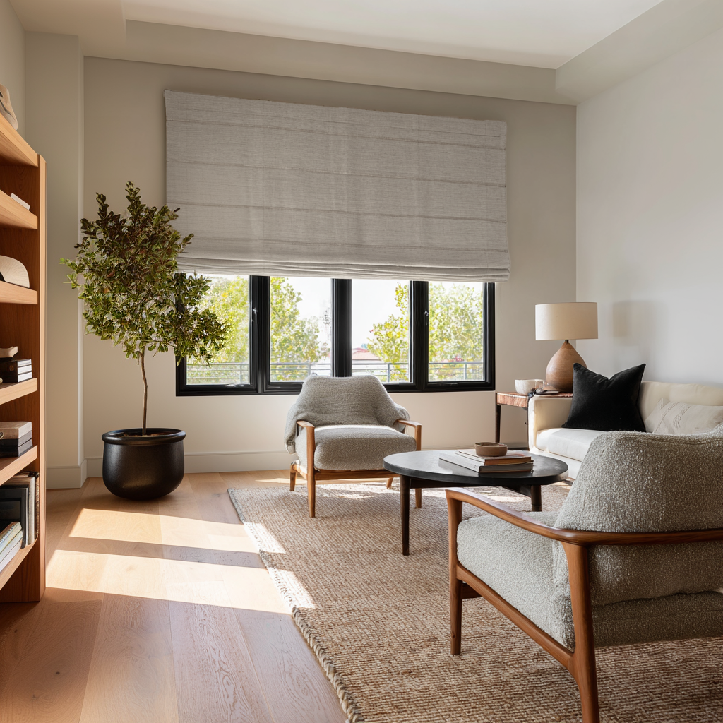 Insulated Linen Blackout Roman Shades – Custom Colors & Sizes