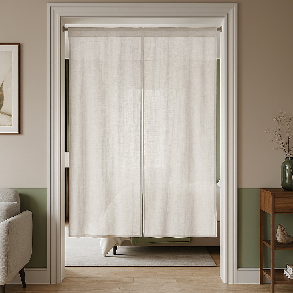 Off-White Heavy Weight Linen Noren Curtain - Japanese Curtains - Noren