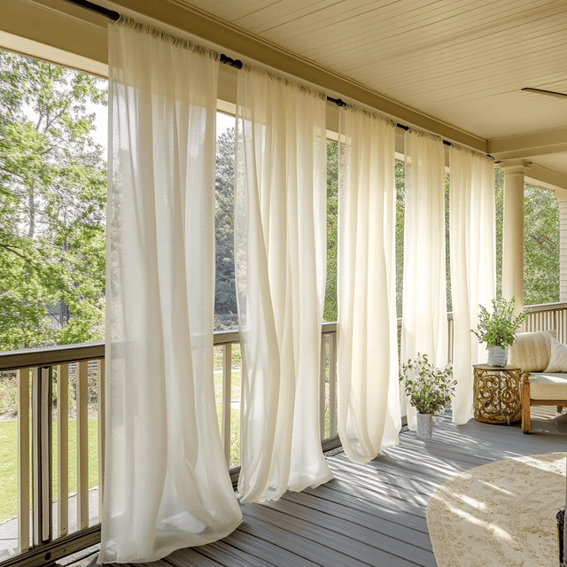 Sheer Outdoor Linen Curtains for Screened Porch – Grommet Top, Velcro ...