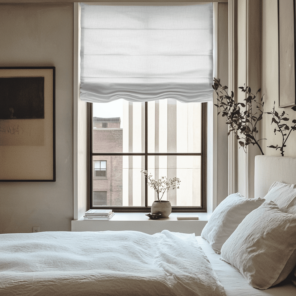 Roman Shades – 100% Belgian Flax - Custom Unlined & Blackout
