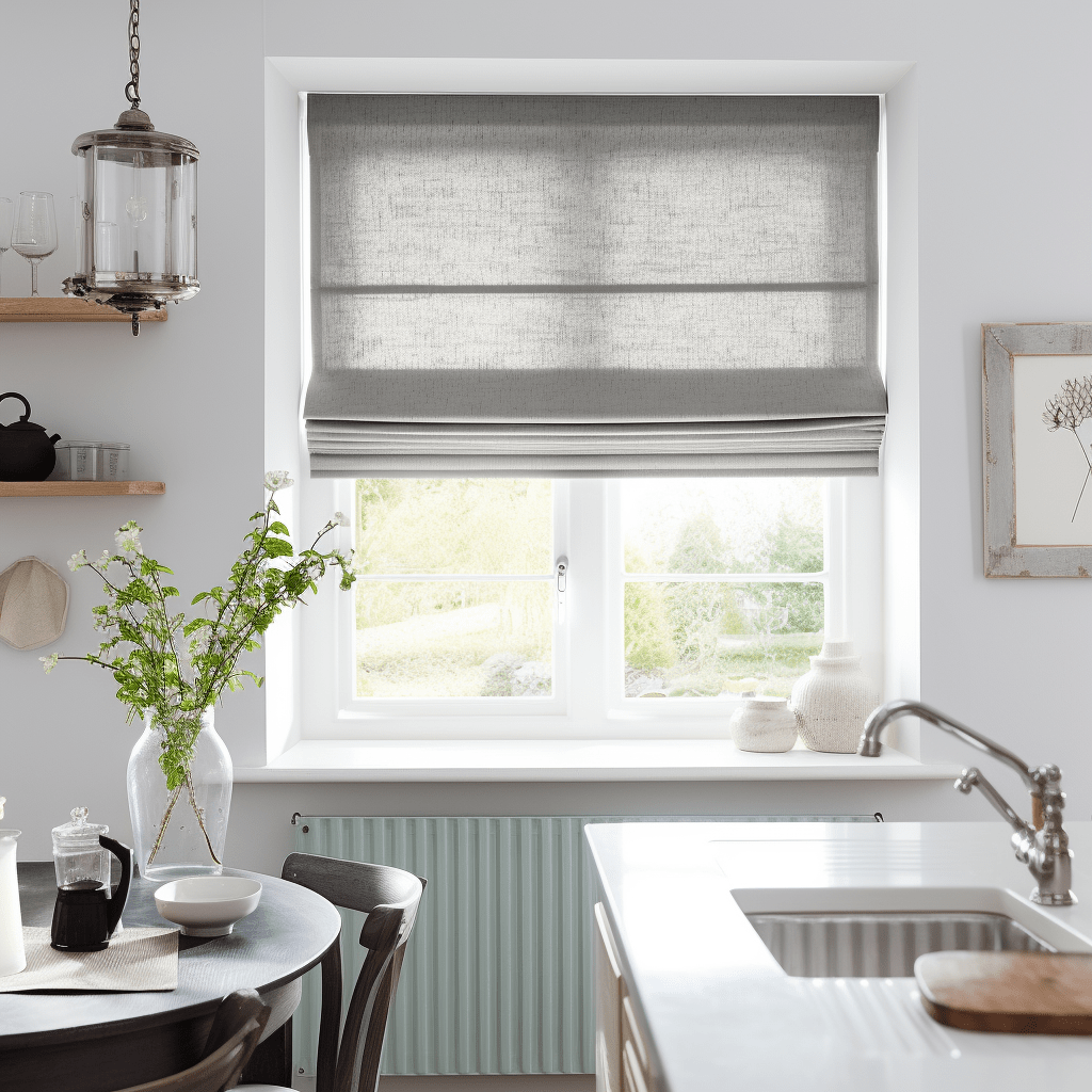 Kitchen Linen Roman Shades - Unlined, Thermal, Blackout or Cotton Lining