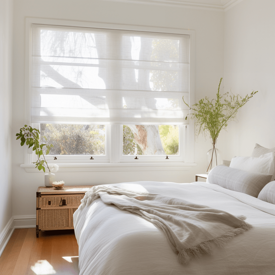 Sheer Roman Shades - 100% Natural Linen Fabric - Natural, White, Off ...