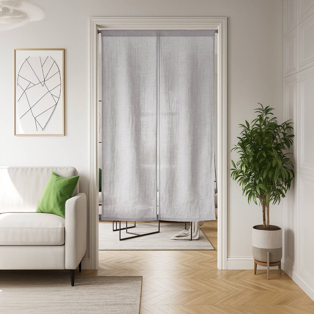 Stone Grey Linen Noren Curtain - Japanese Curtains - Noren Drapes - Do