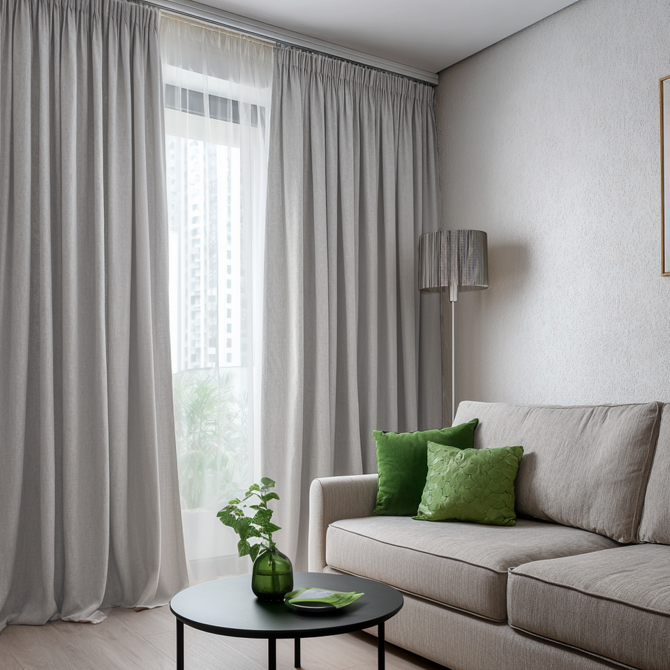 Thermal Pencil Pleat Curtains - Insulated Linen Curtain Panel - Headin