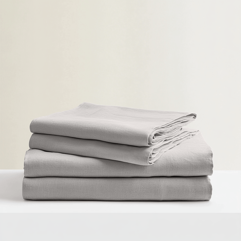 Light Stone Grey Linen Sheet Sets - 100% Washed Linen - Twin, Twin XL ...