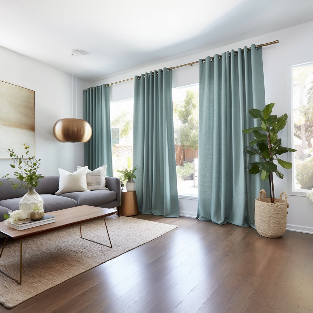 Blue curtains for living room store