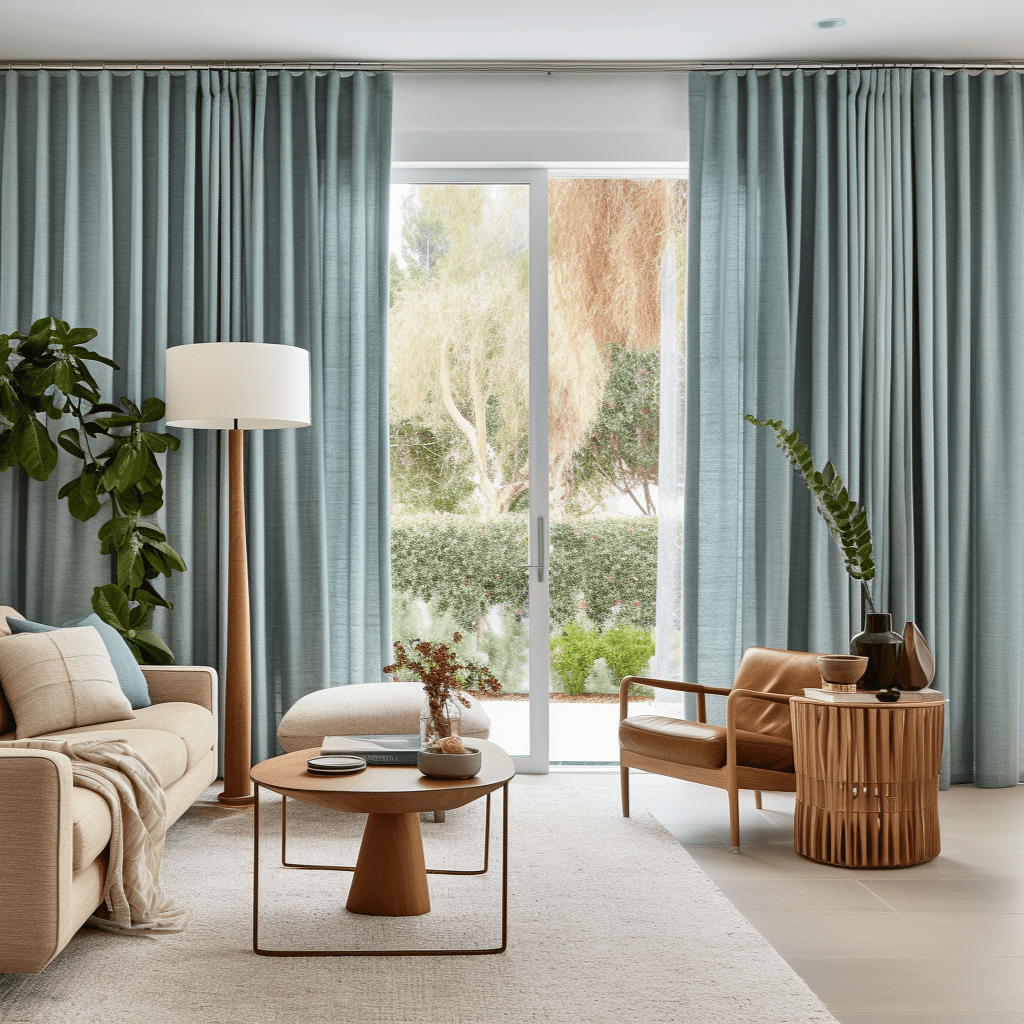 Aquamarine Blue S-Fold Linen Curtain with Cotton Lining - Suitable for