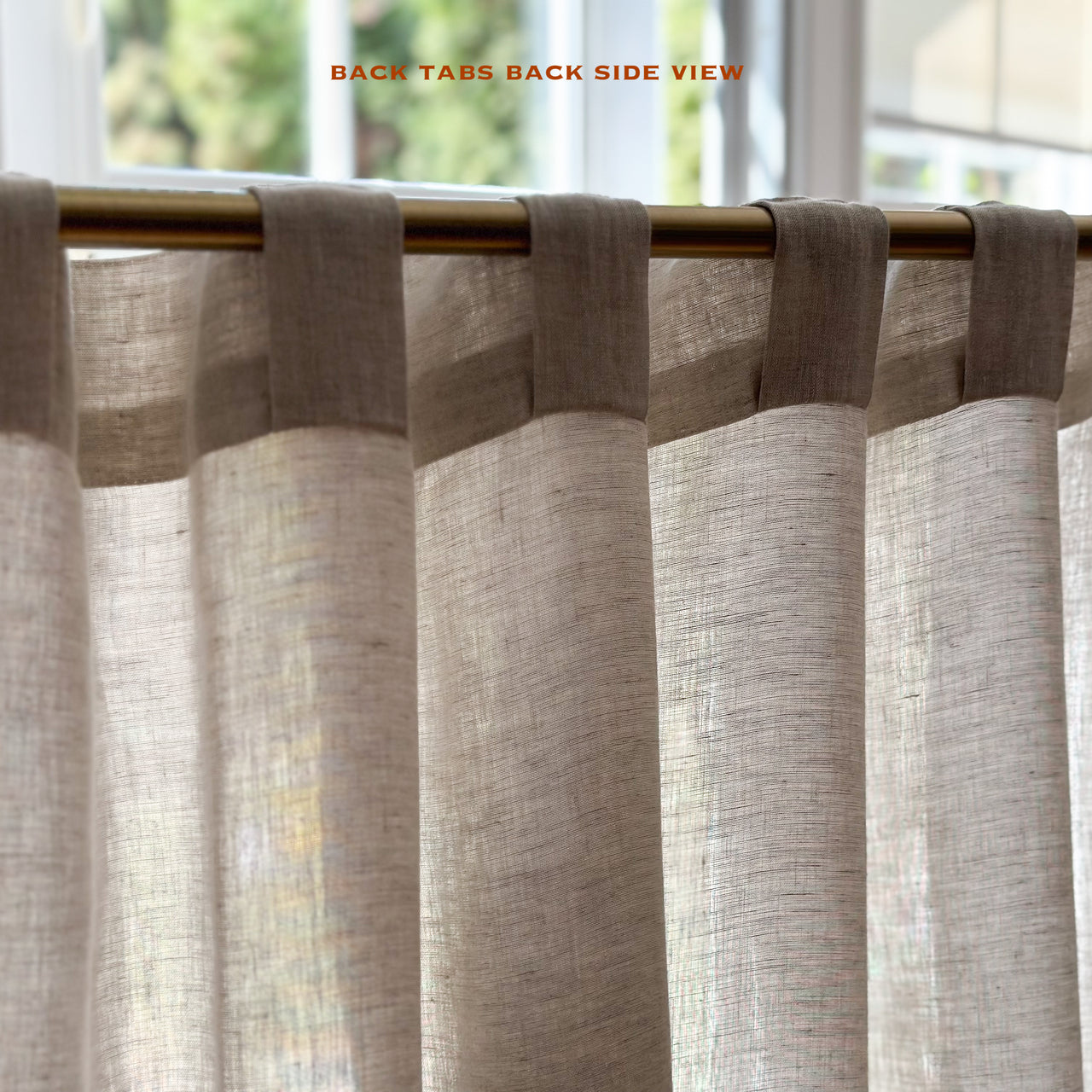 Aquamarine Blue Linen Curtains - Back Tabs - Custom Sizes: 63"; 84"; 90 ...