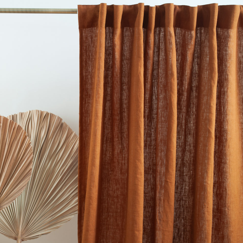 Exclusive Fabrics Heavy Natural Linen Curtains - Multiway Hanging Tape ...