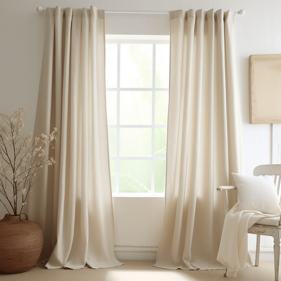 Cream Linen Back Tab Curtains - Custom Sizes: 63"; 84"; 90"; 95"; 96 ...
