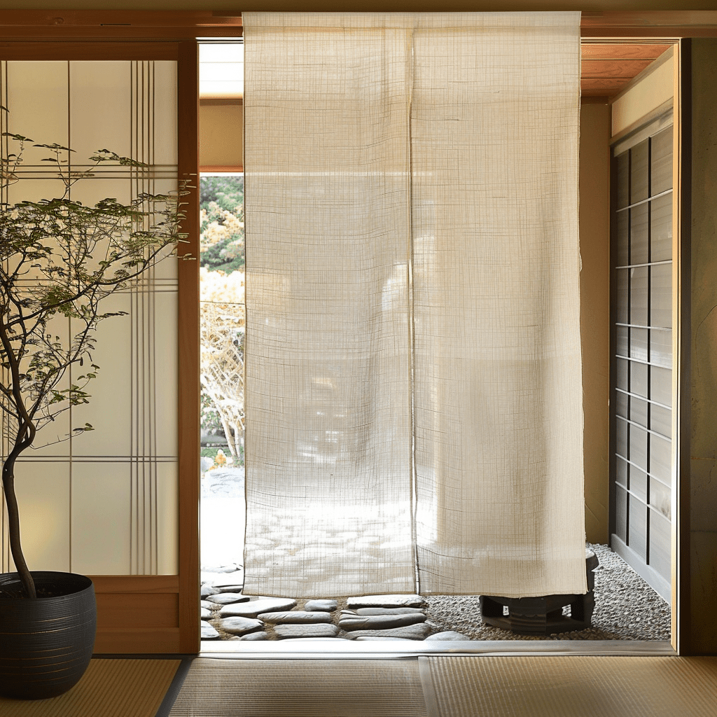 Cream Linen Noren Curtain - Japanese Curtains - Door Curtain - Custom ...
