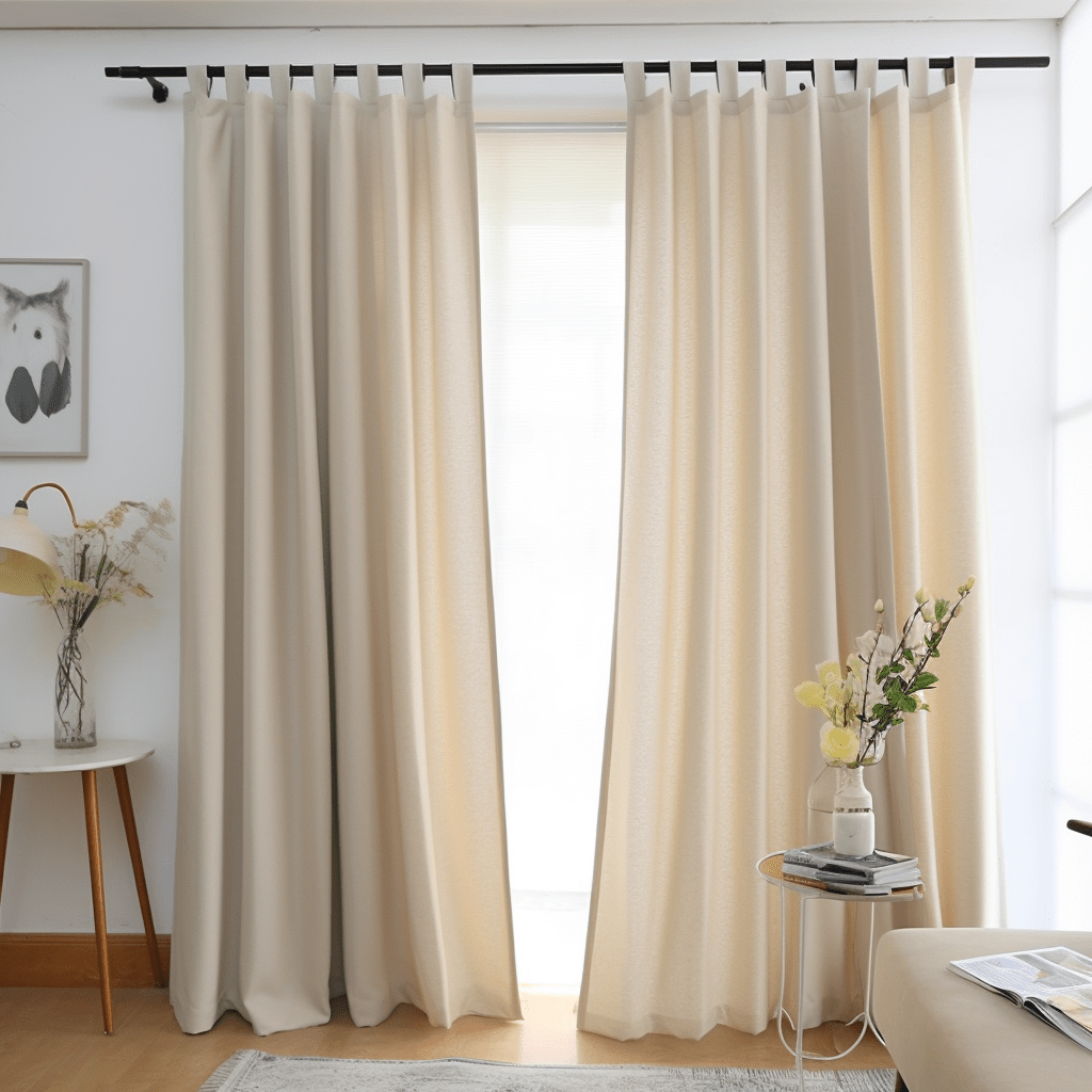 Cream Tab Top Linen Curtains - Cotton or Blackout Lining - Custom Sizes ...