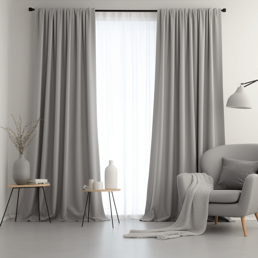 Grey Rod Pocket Linen Curtains - White Cotton or Blackout Lining ...