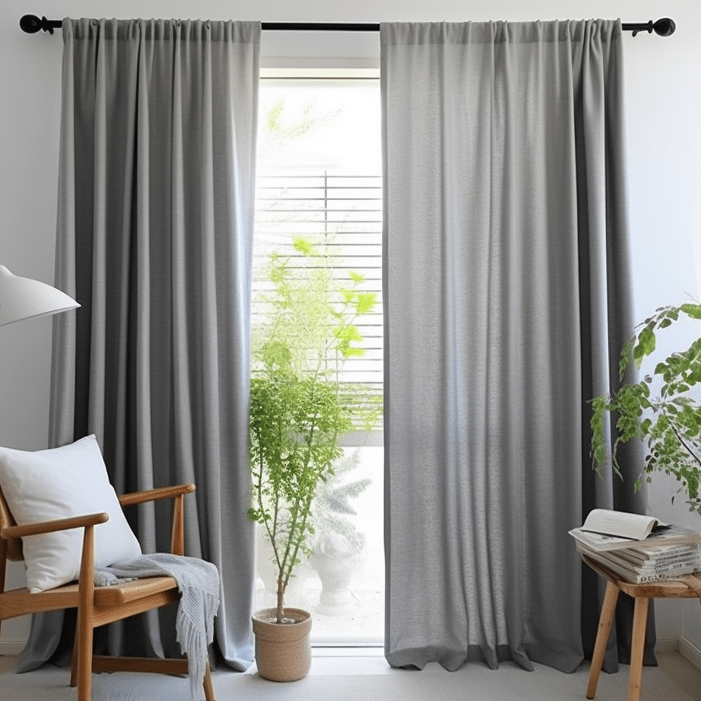 Grey Linen Rod Pocket Curtains - Custom Sizes 63"; 84"; 90"; 95"; 96 ...