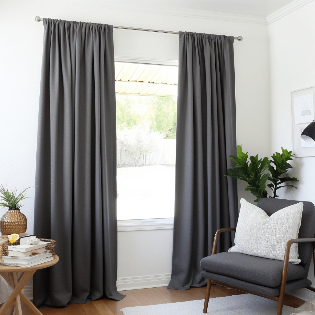 Grey Rod Pocket Thermal Insulated - 100% Blackout Linen Curtain ...