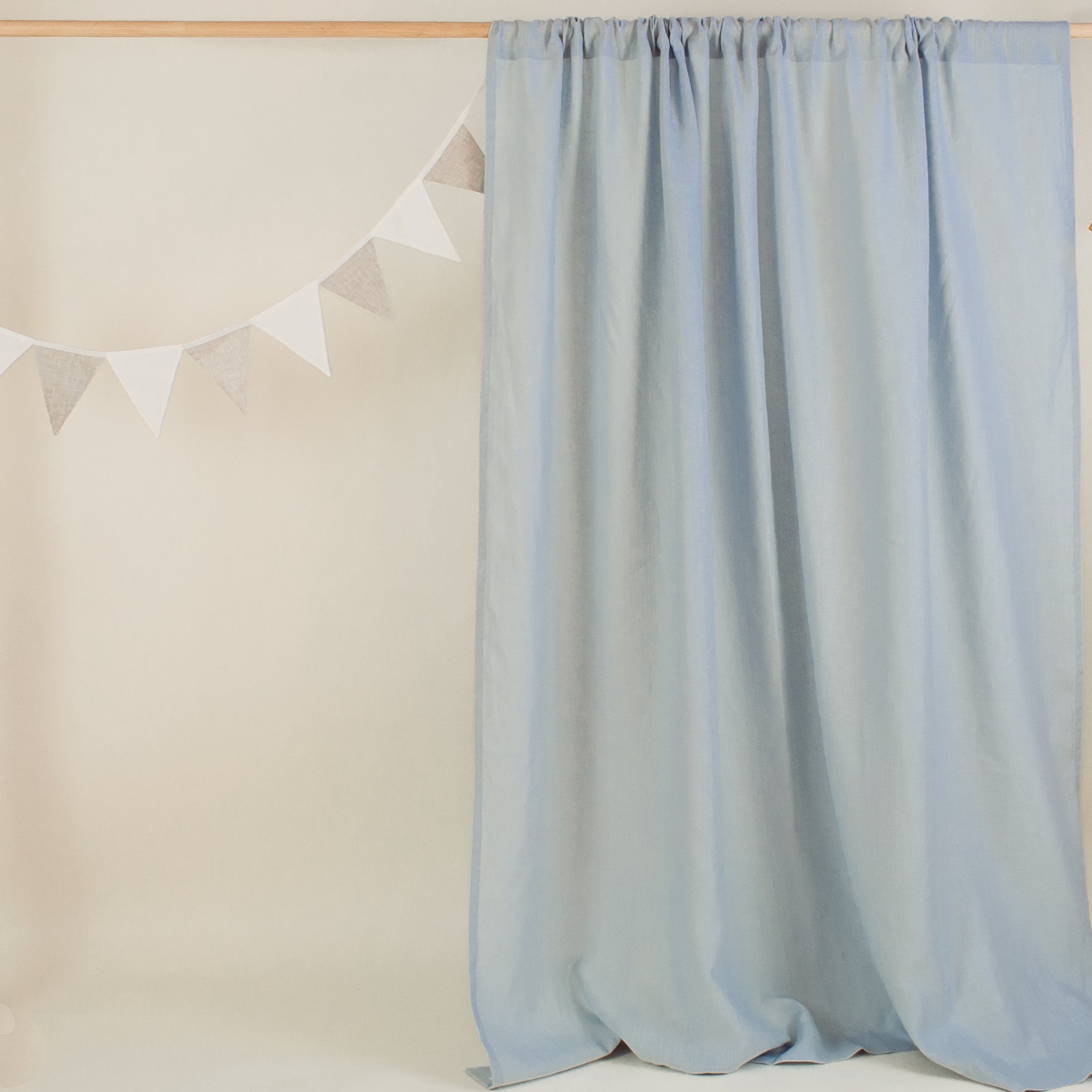 Light Blue Nursery Linen Curtains - Rod Pocket Linen Drapery - Blackout ...