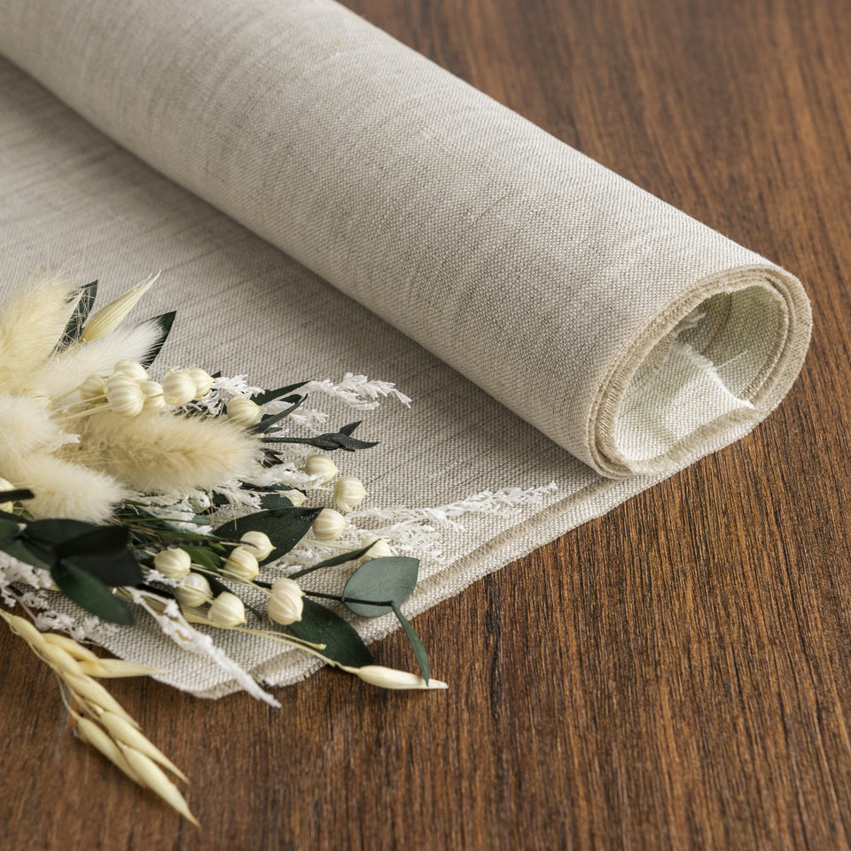 Natural Linen Fabric by the Yard - 100% French Natural - Width 52”- 10