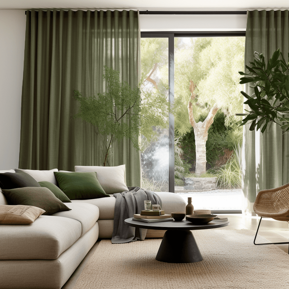 Sage Green Linen Back Tab Curtains - Custom Sizes: 63"; 84"; 90"; 95 ...
