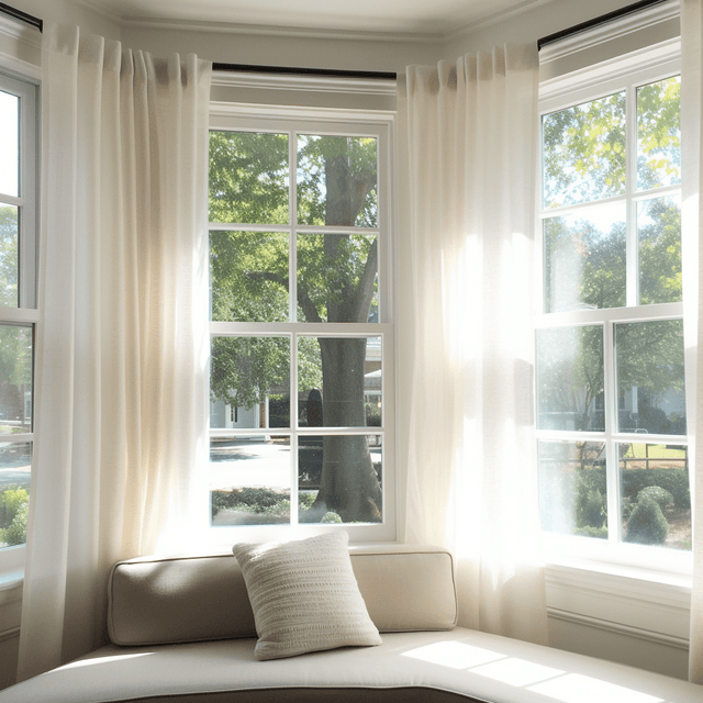 Sheer Linen Bay Window Curtains - Back Tabs - Custom Sizes: 63"; 84 ...