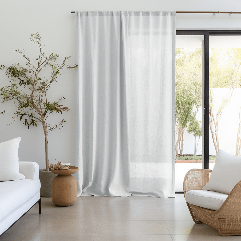 Sliding Patio Door Linen Curtain with Rod Pocket - Unlined or With Lin
