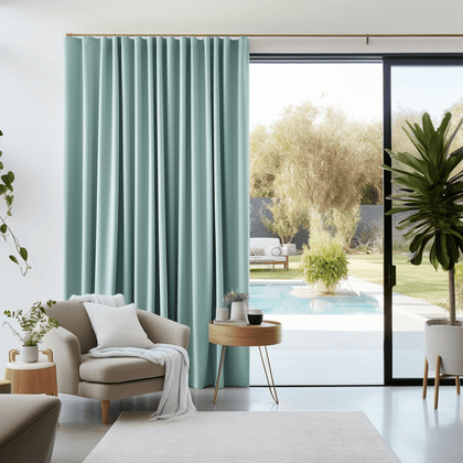 Thermal S-fold Patio Sliding Glass Door Linen Curtain - 100% Blackout ...