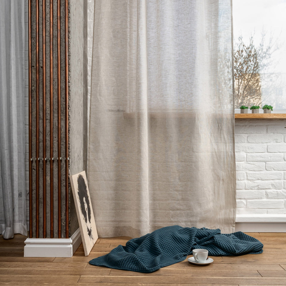 White Linen Sheer Curtains - Rod Pocket - Unlined Sheer Curtains ...