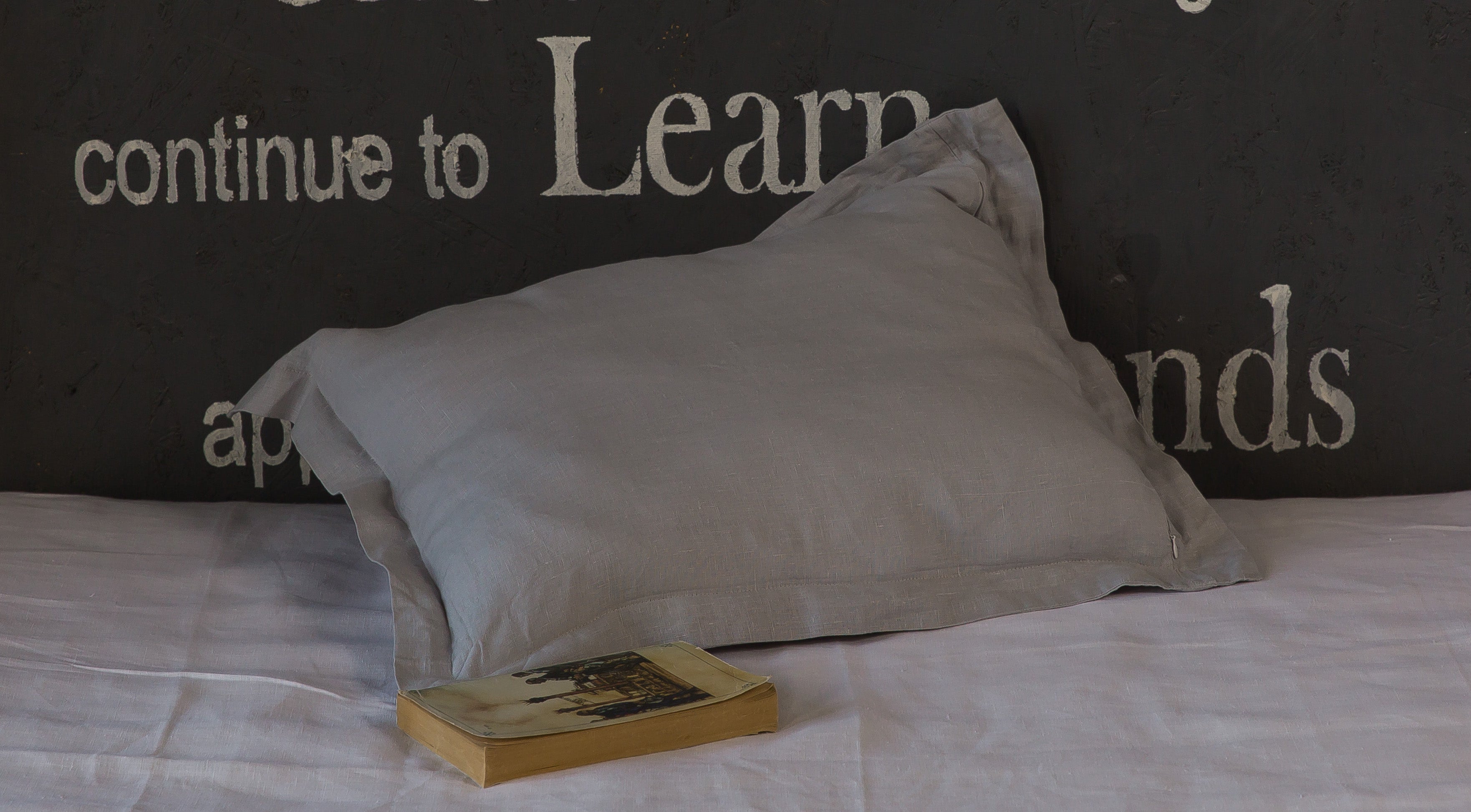 Oxford pillow cover - Flanged linen pillow - Luxury linen bedding in g