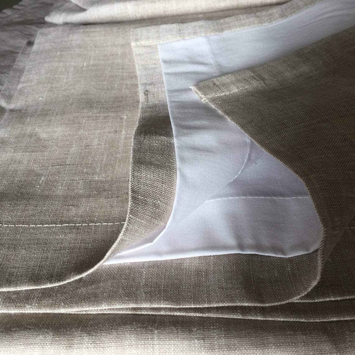 Color Block Linen Curtains - Cotton Lining - Rod Pocket Window ...