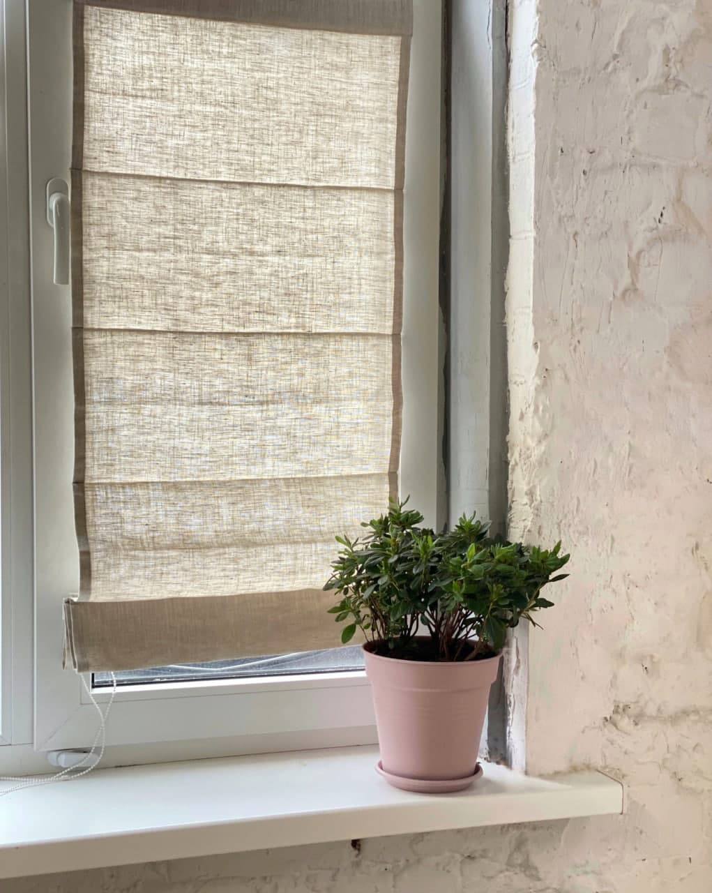 Custom Linen Roman Shades - Unlined or with Cotton, Blackout or Therma